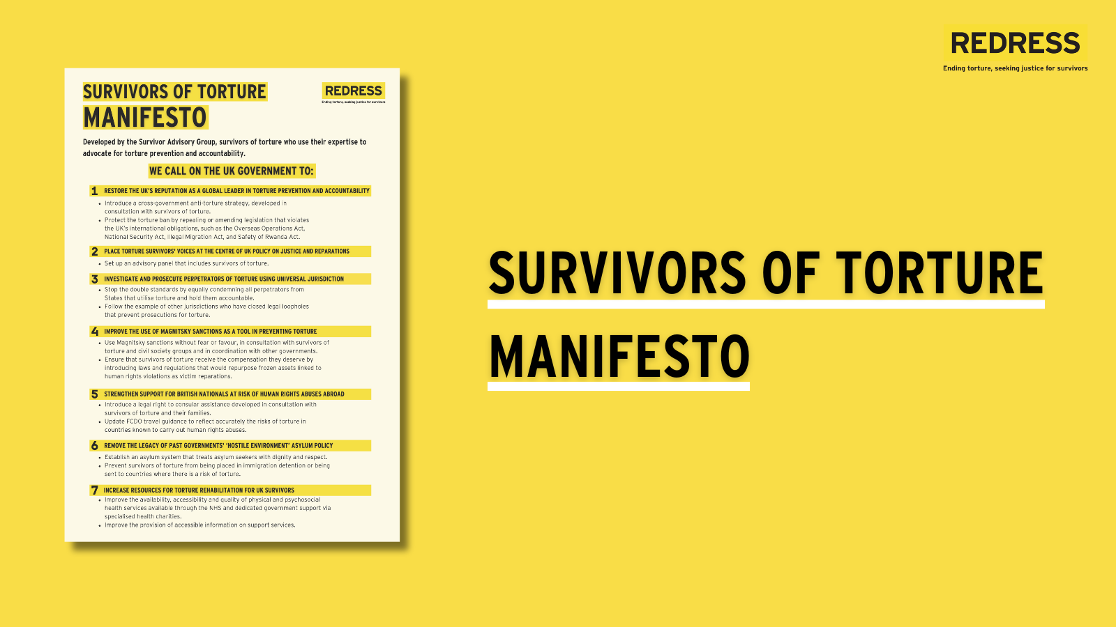 Survivors of Torture Manifesto | Redress