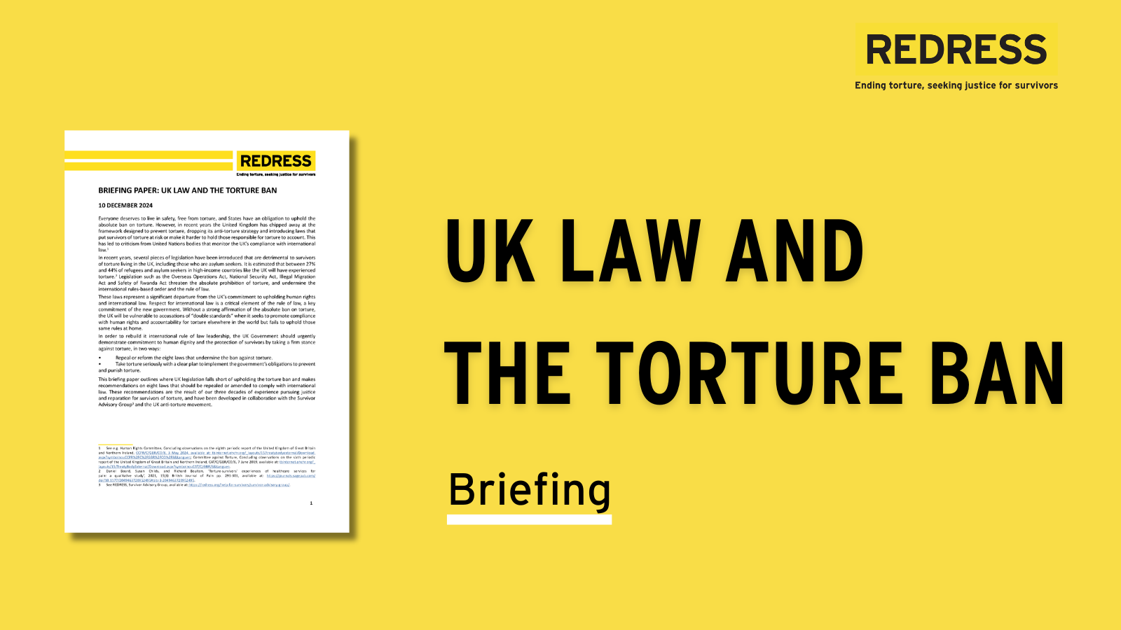 Briefing Paper: UK Law and the Torture Ban | Redress