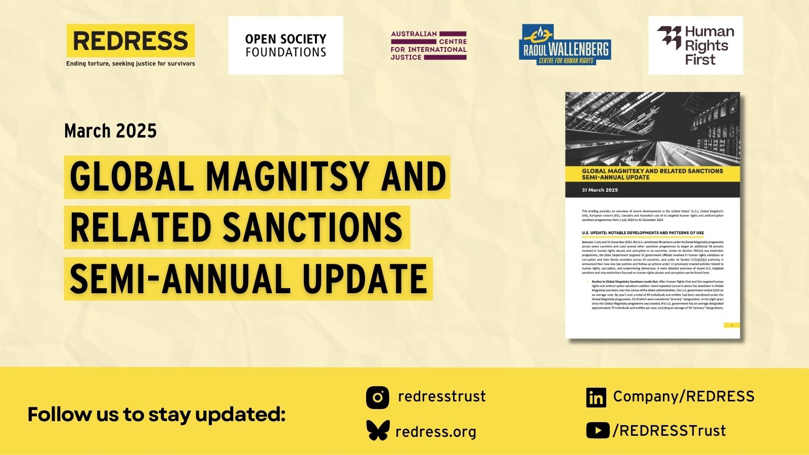 Global Magnitsky and Related Sanctions Semi-Annual Update | Redress